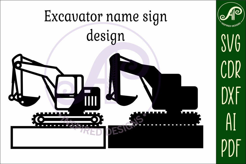 Digger / excavator construction vehicle name sign svg laser - So Fontsy