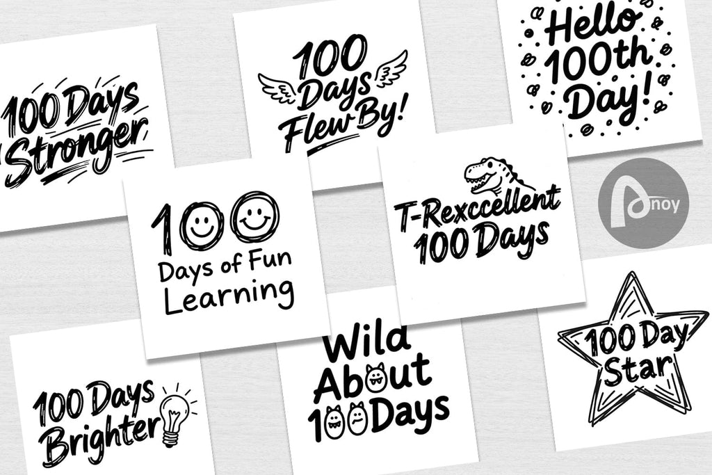 Digital Paper 100 Days Scribble Art Quotes - So Fontsy