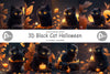 Digital Paper 3D Black Cat Halloween - So Fontsy