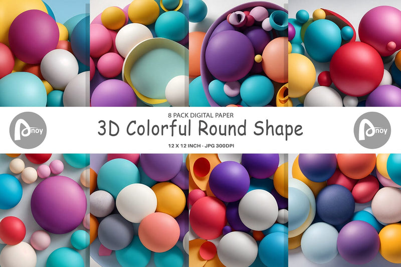 Digital Paper 3D Colorful Round Shape - So Fontsy