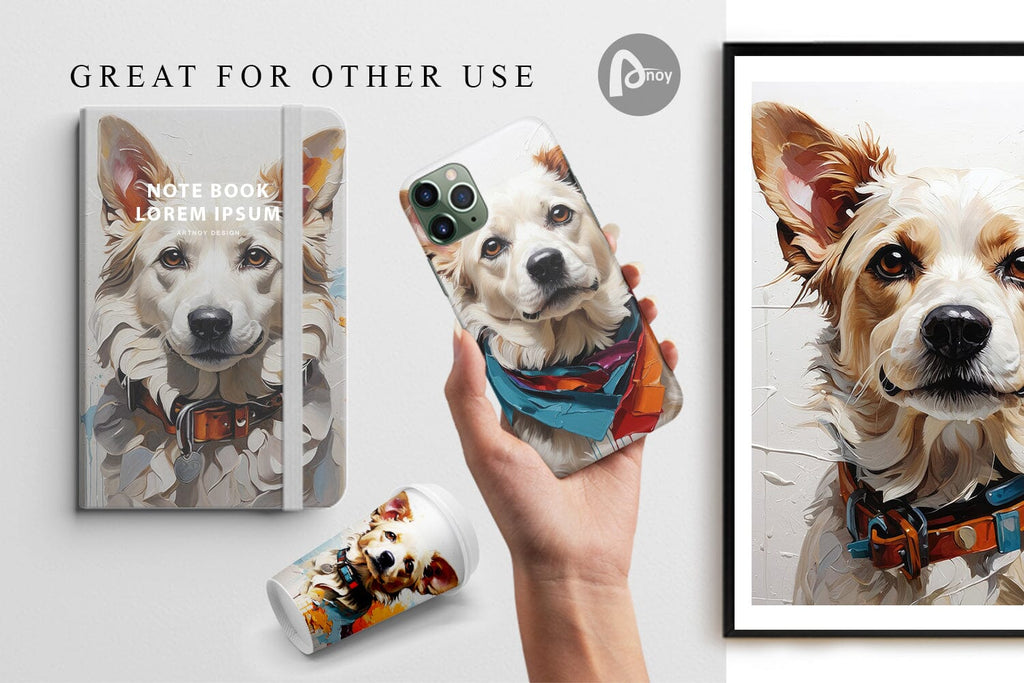 Digital Paper 3D Dog Painting - So Fontsy