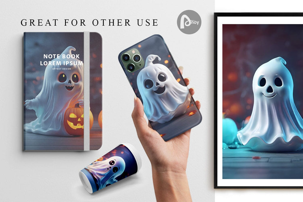 Digital Paper 3D Ghost Halloween - So Fontsy