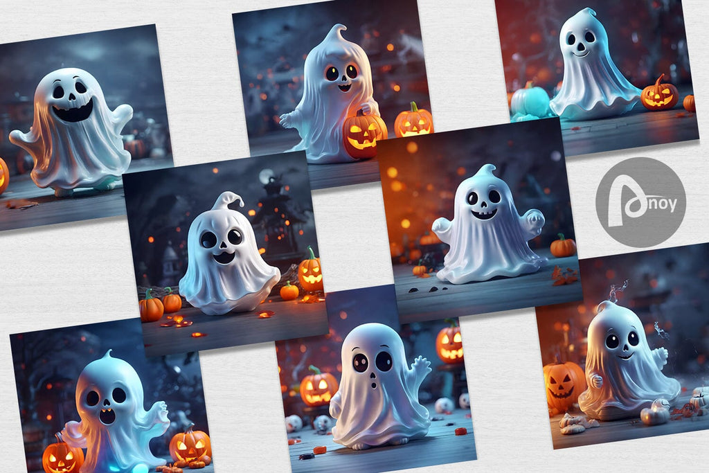 Digital Paper 3D Ghost Halloween - So Fontsy