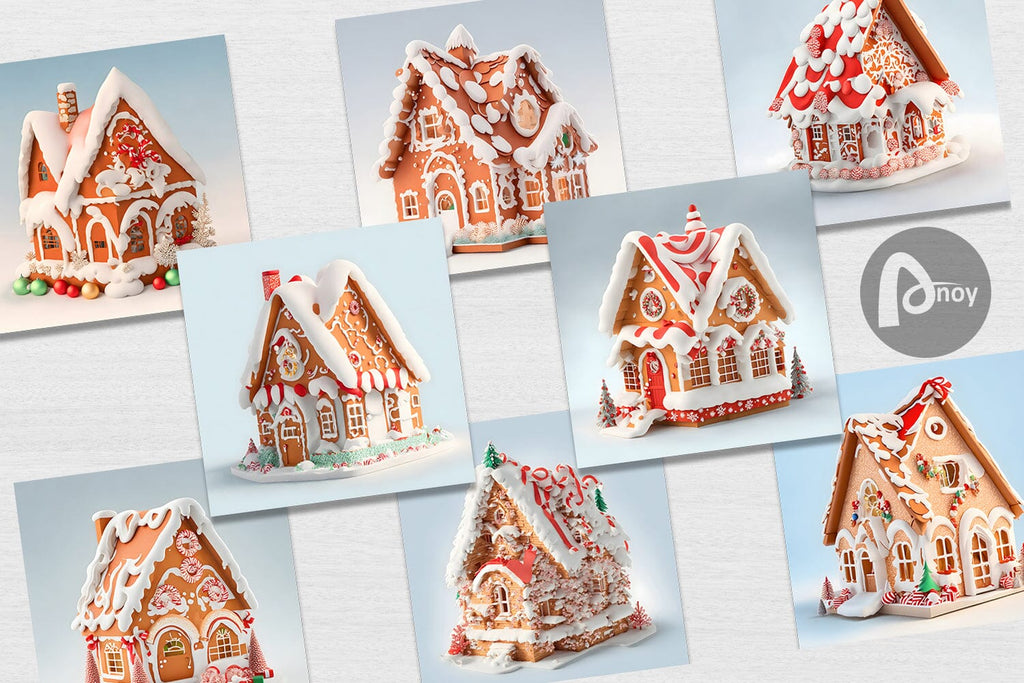 Digital paper 3D Gingerbread House - So Fontsy