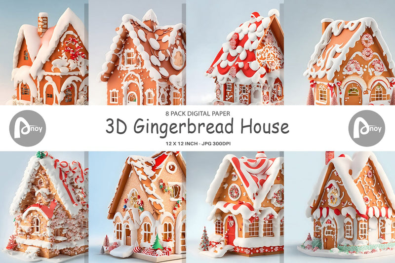 Digital paper 3D Gingerbread House - So Fontsy