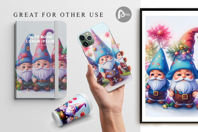 Digital Paper 3D Gnomes Christmas - So Fontsy