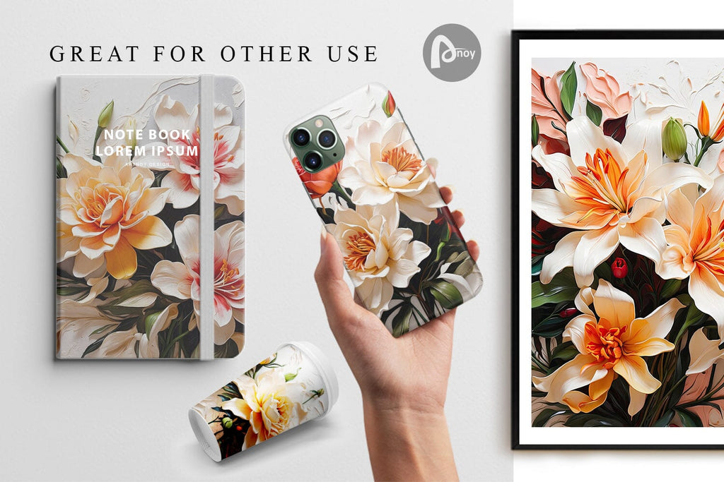 Digital Paper 3D Lily Flower Painting - So Fontsy