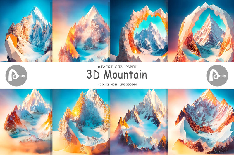 Digital paper 3D Mountain - So Fontsy
