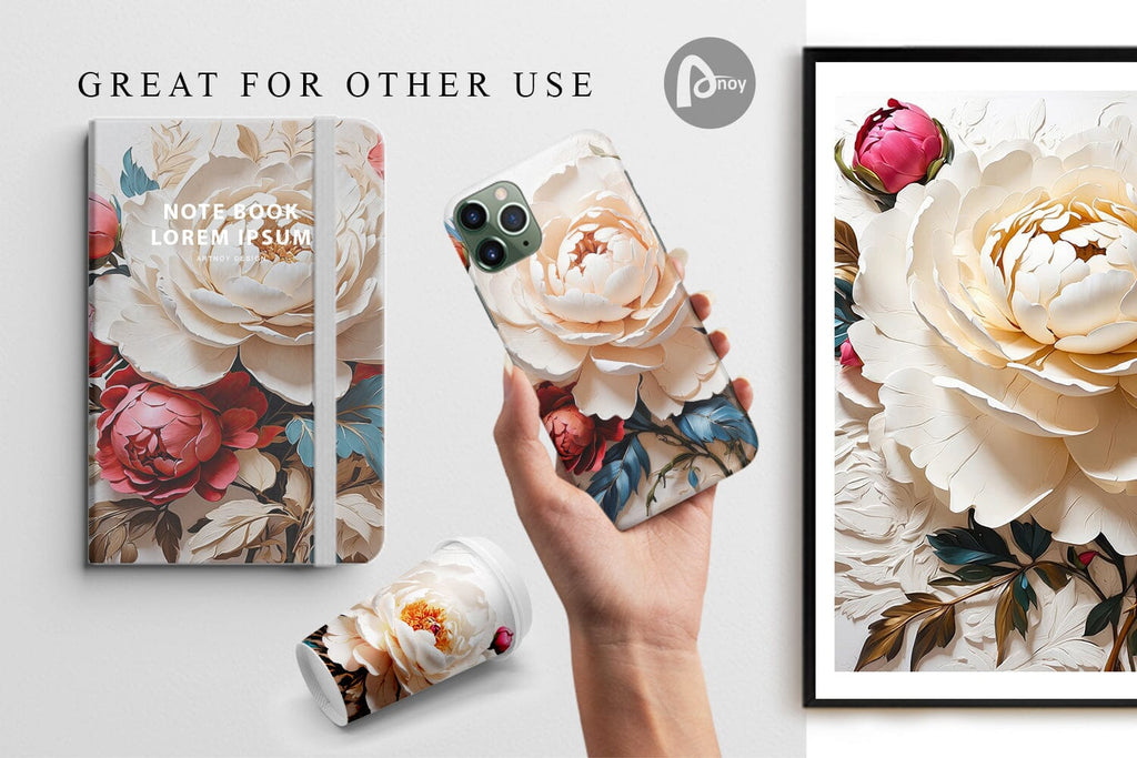 Digital Paper 3D Peony Flower - So Fontsy