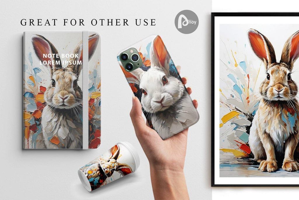 Digital Paper 3D Rabbit Painting - So Fontsy