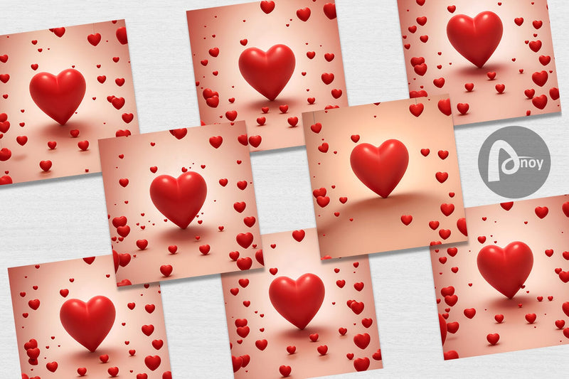 Digital Paper 3D Red Heart - So Fontsy