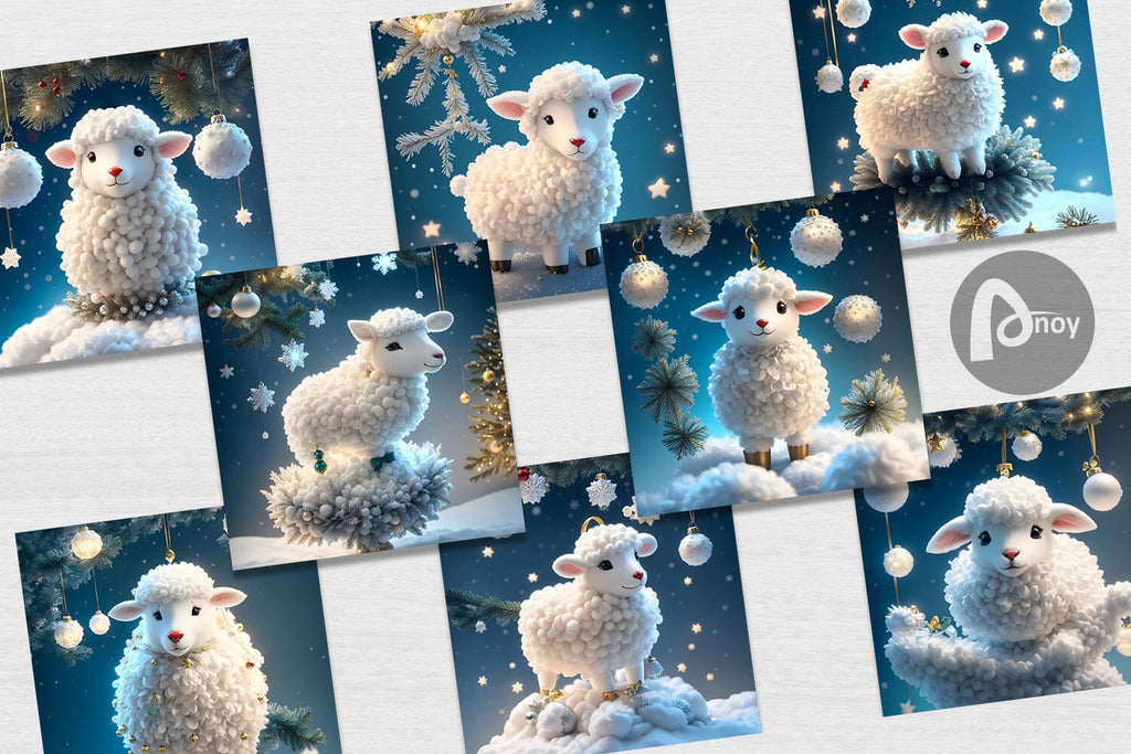 Digital Paper 3D Sheep Christmas - So Fontsy