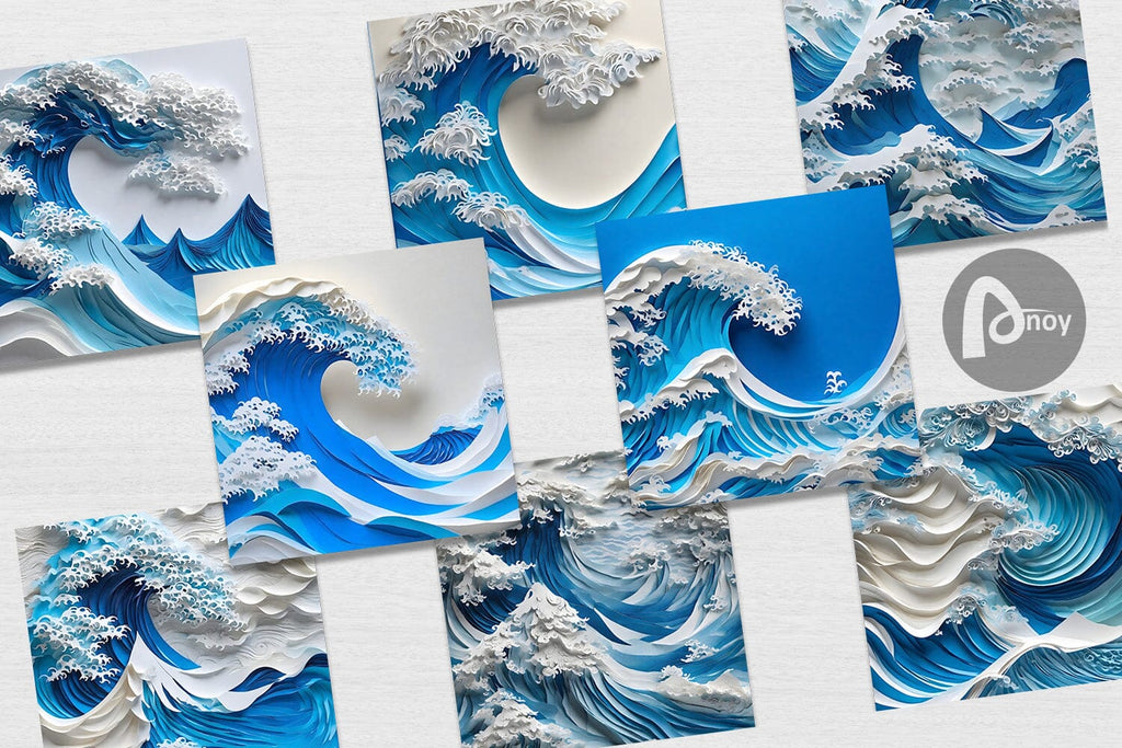 Digital Paper 3D Wave Paper Art - So Fontsy