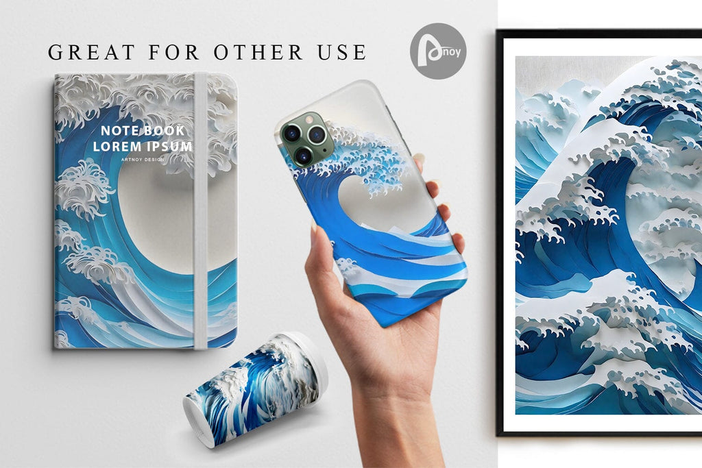 Digital Paper 3D Wave Paper Art - So Fontsy