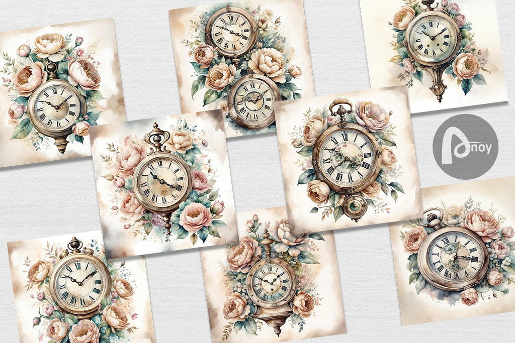 Digital Paper Antique Clock - So Fontsy