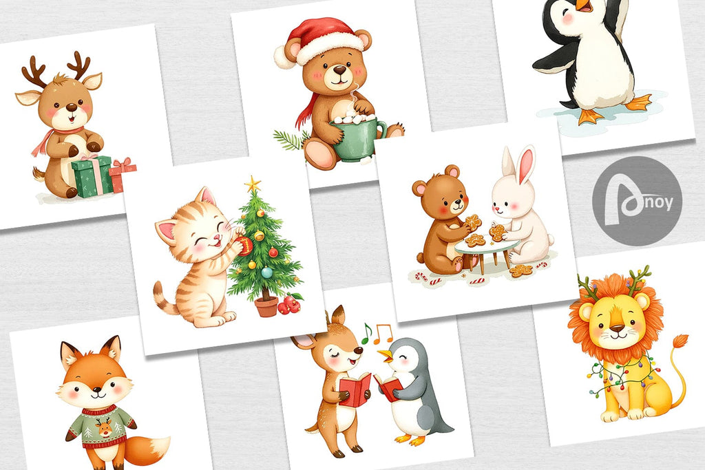 Digital Paper Baby Christmas Animals - So Fontsy