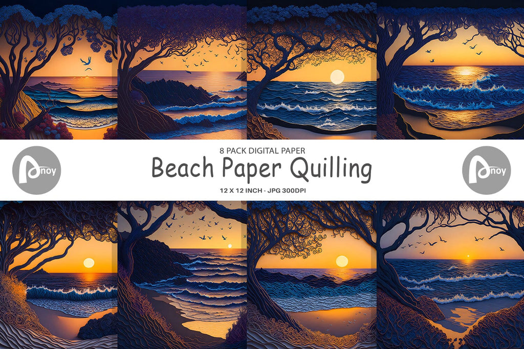 Digital Paper Beach Paper Quilling - So Fontsy