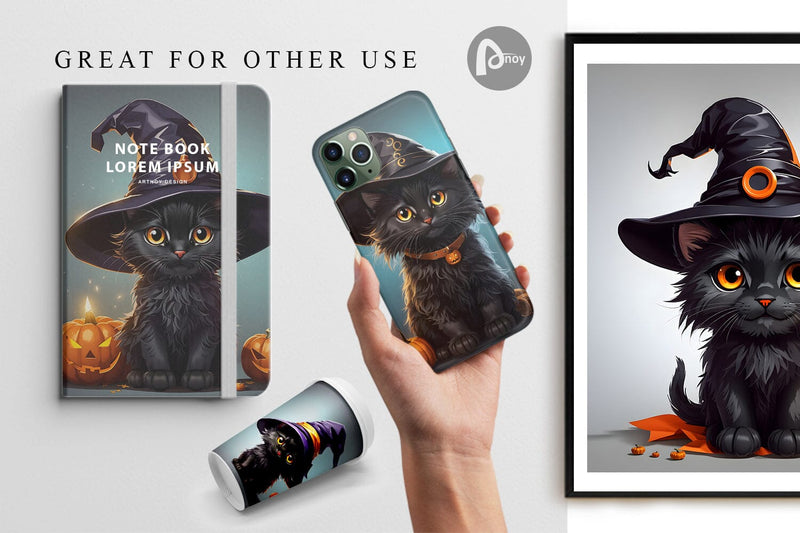 Digital Paper Black Cat Halloween - So Fontsy