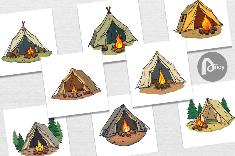 Digital Paper Camping Tent - So Fontsy