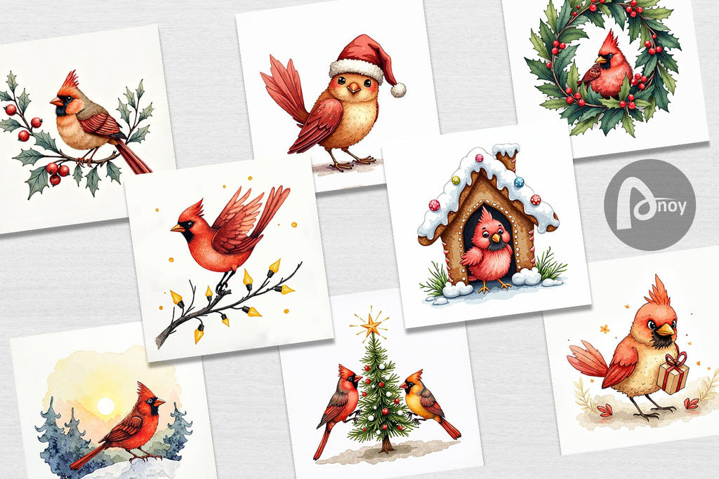 Digital Paper Cardinal Christmas Bird - So Fontsy