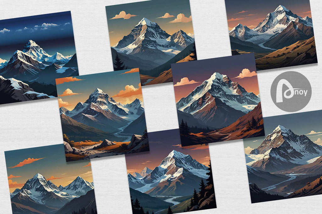 Digital Paper Cartoon Mount Everest - So Fontsy