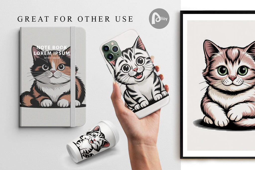 Digital Paper Cat Mood Expressions - So Fontsy