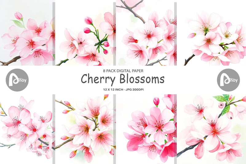 Digital Paper Cherry blossoms - So Fontsy