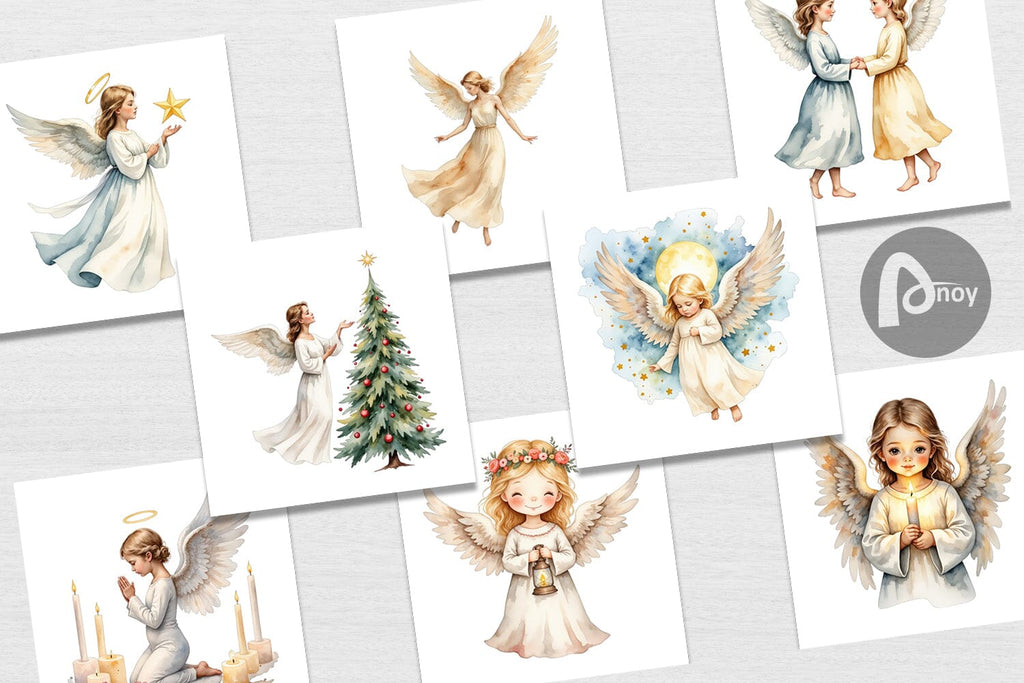 Digital Paper Christmas Angels - So Fontsy