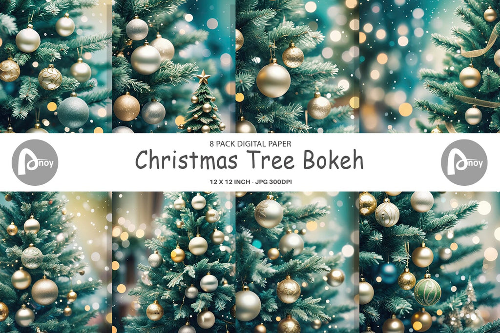Digital Paper Christmas Tree Bokeh - So Fontsy
