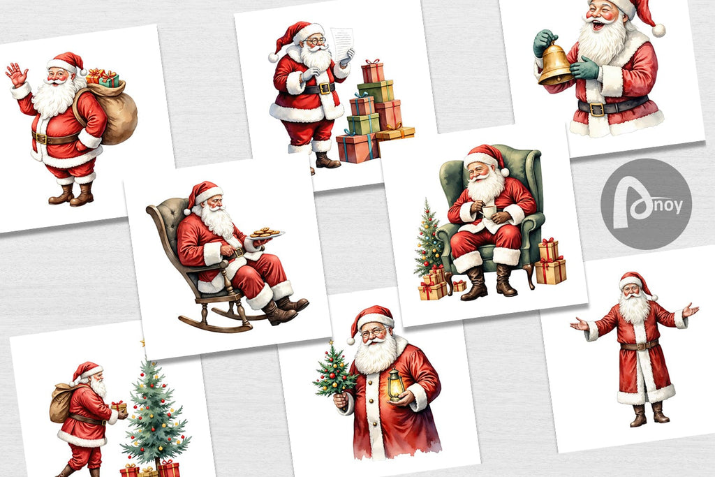 Digital Paper Classic Santa Claus - So Fontsy