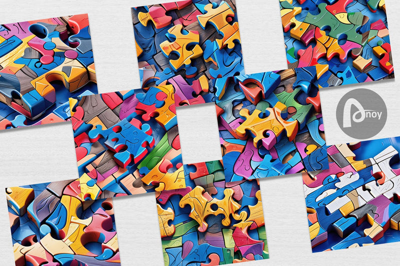Digital Paper Colorful Puzzles Pattern - So Fontsy