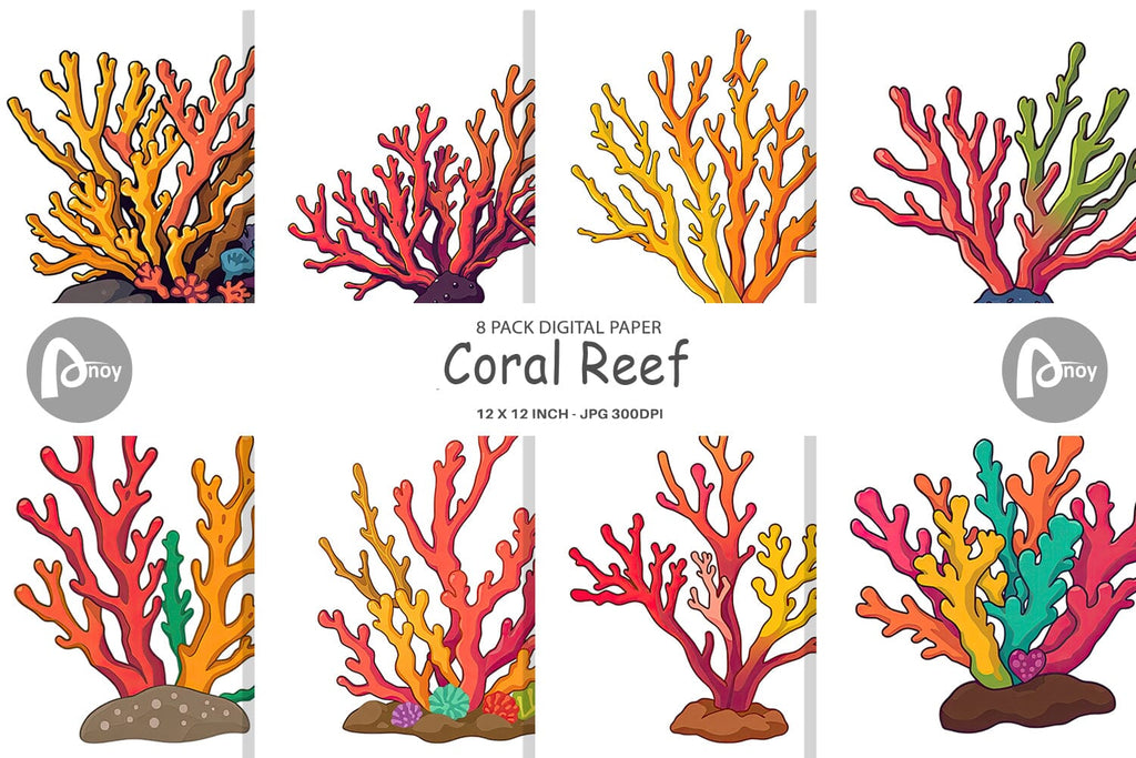Digital Paper Coral Reef - So Fontsy