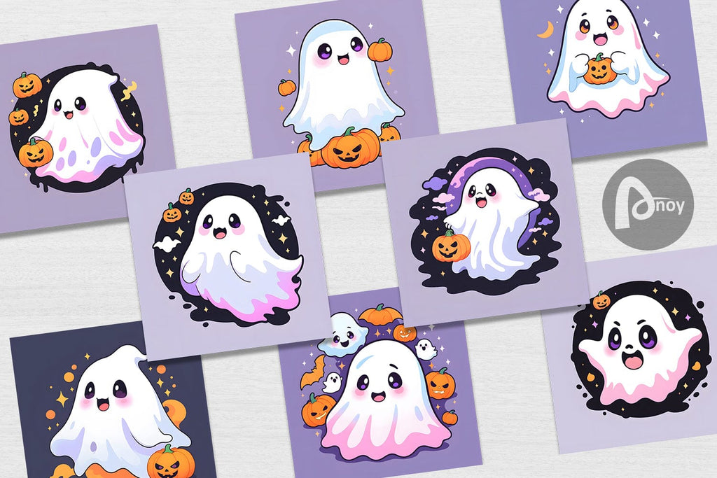 Digital Paper Cute Ghost Illustration - So Fontsy