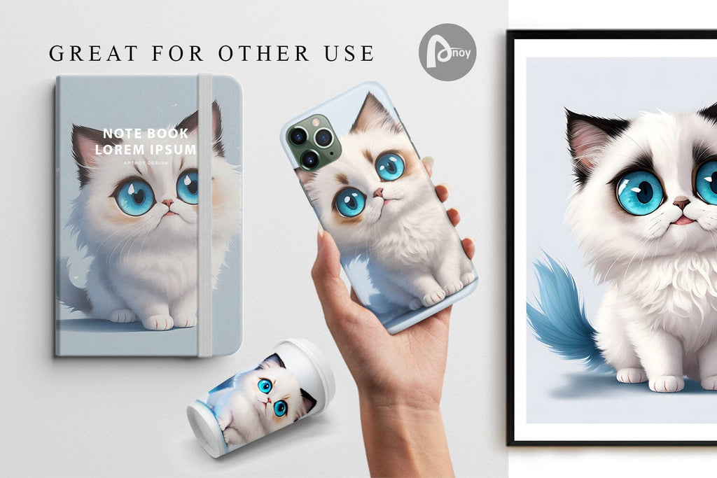 Digital Paper Cute Ragdoll Cat - So Fontsy