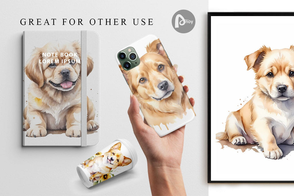 Digital Paper Dog Watercolor Texture - So Fontsy