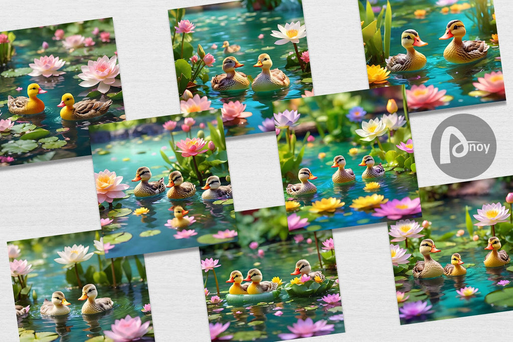 Digital Paper Ducks Swimming - So Fontsy