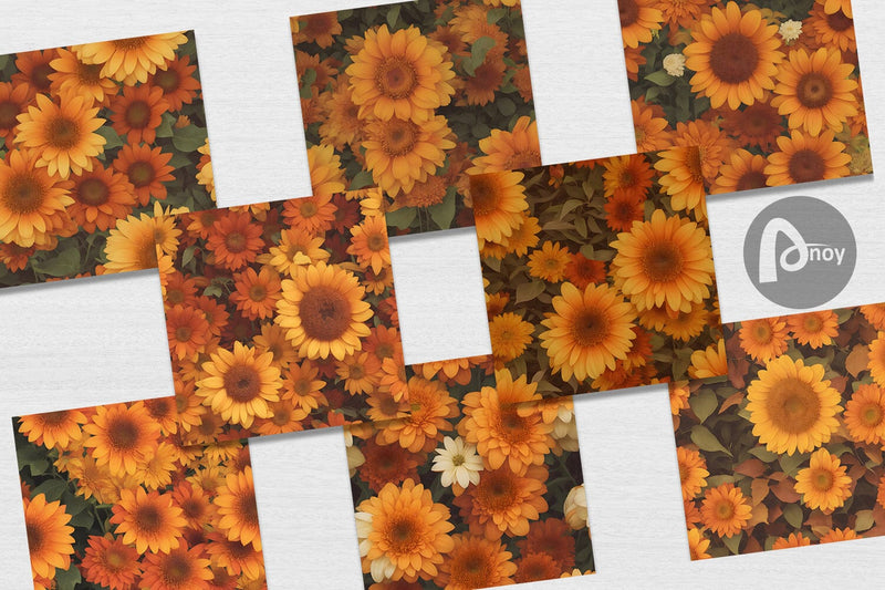 Digital Paper Fall Flowers Patterns - So Fontsy