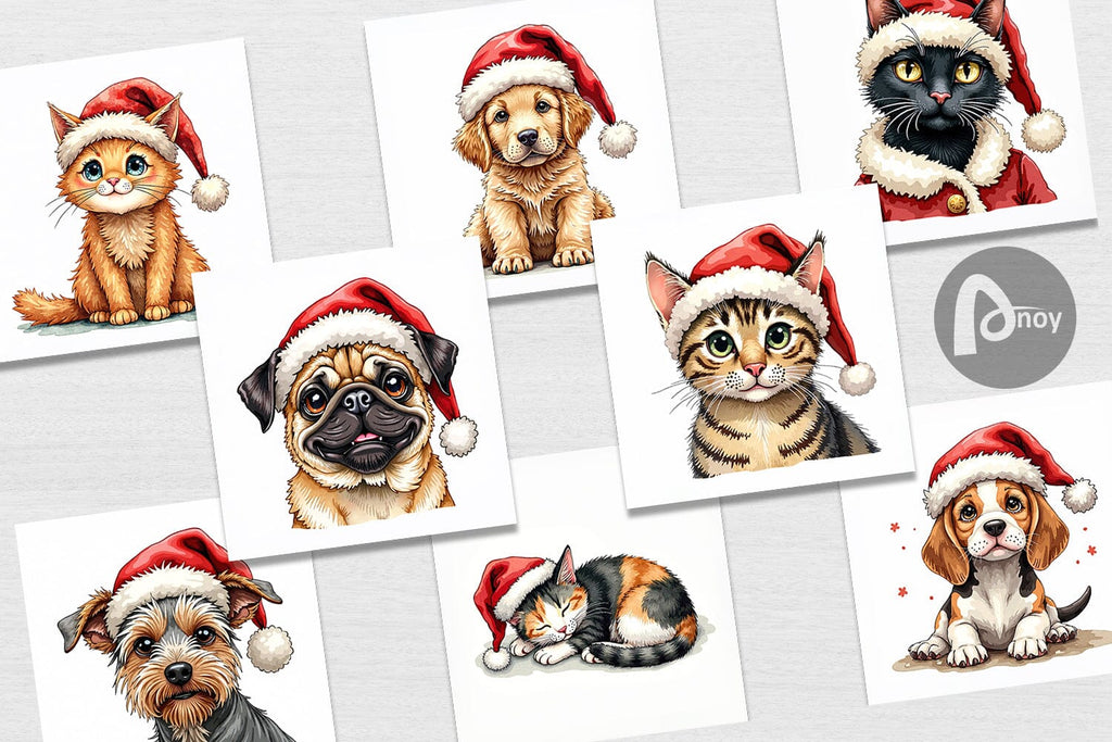 Digital Paper Festive Furry Friends - So Fontsy