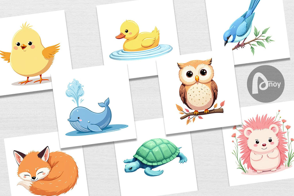 Digital Paper Friendly Cute Animals - So Fontsy