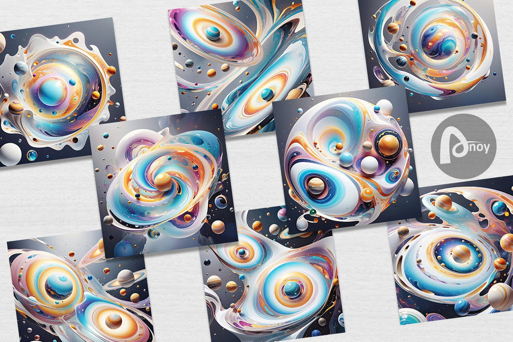 Digital Paper Galaxy with Planets - So Fontsy