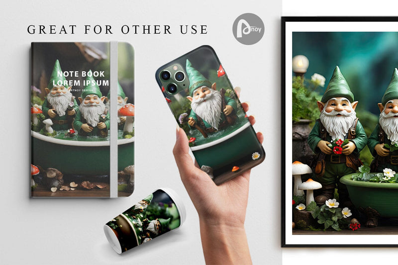 Digital Paper Gnome in the Bathtub - So Fontsy