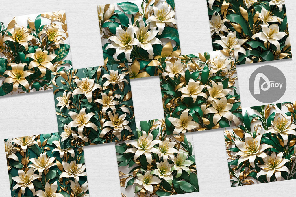Digital Paper Golden Lily Flower - So Fontsy