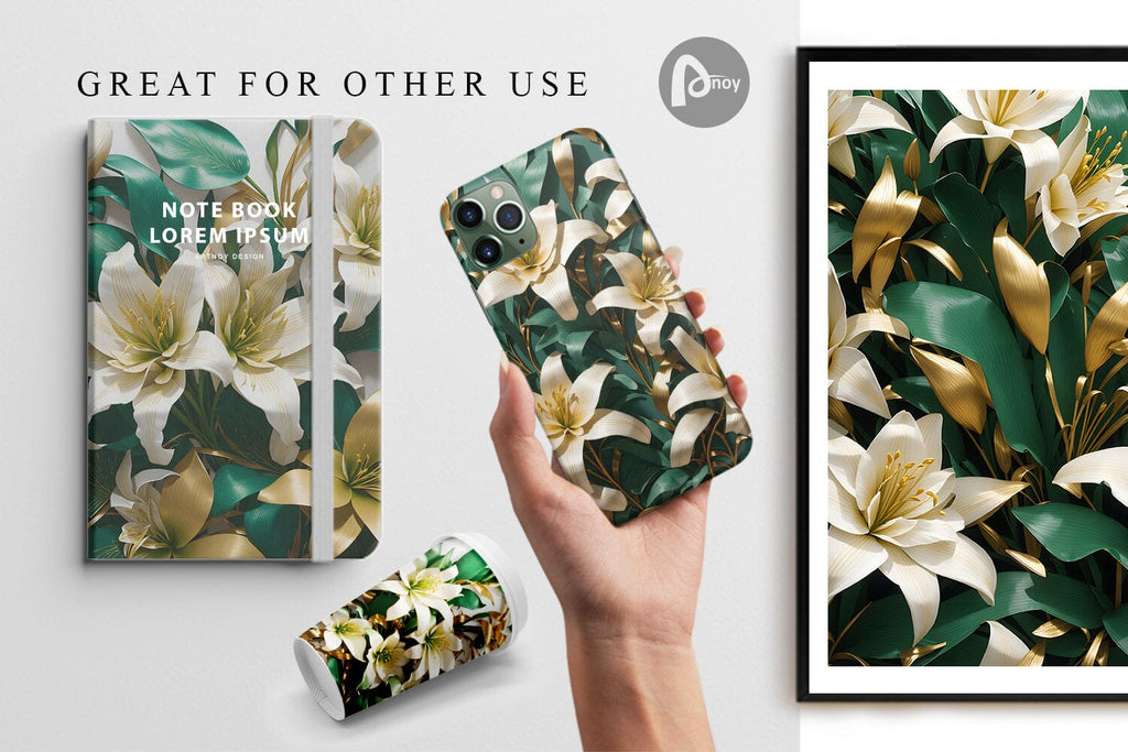 Digital Paper Golden Lily Flower - So Fontsy