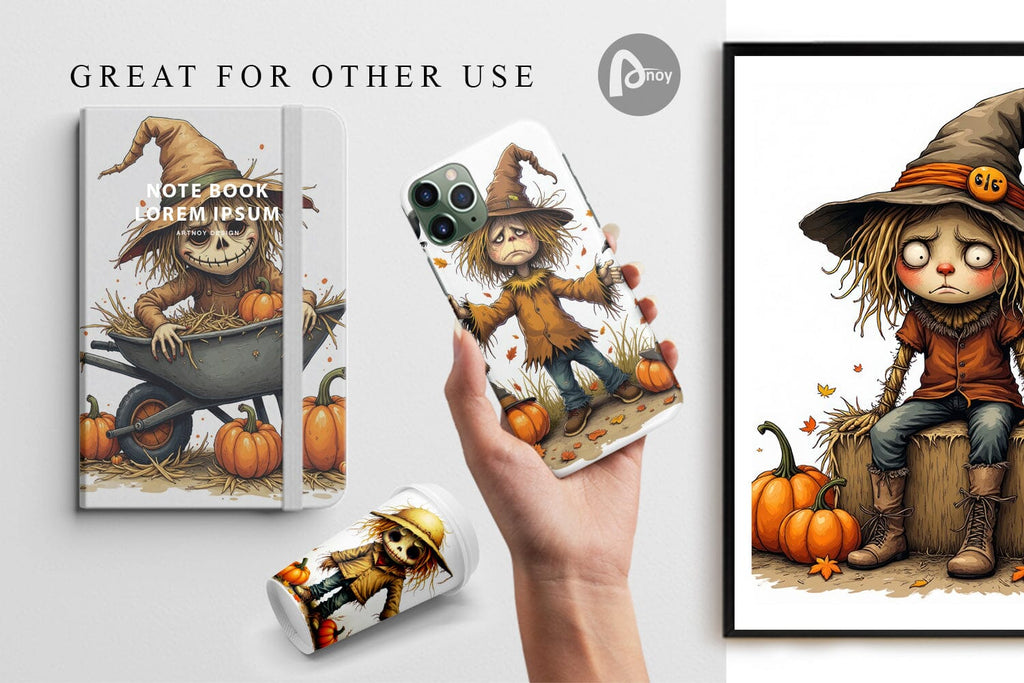 Digital Paper Grumpy Scarecrow - So Fontsy