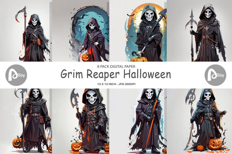 Digital Paper Halloween Grim Reaper - So Fontsy