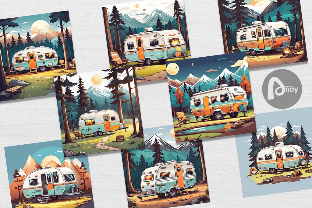 Digital Paper Happy Camping - So Fontsy