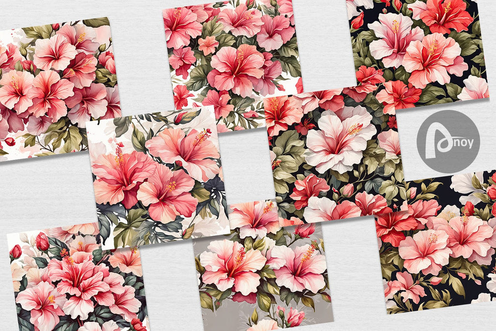 Digital Paper Hibiscus Pattern - So Fontsy