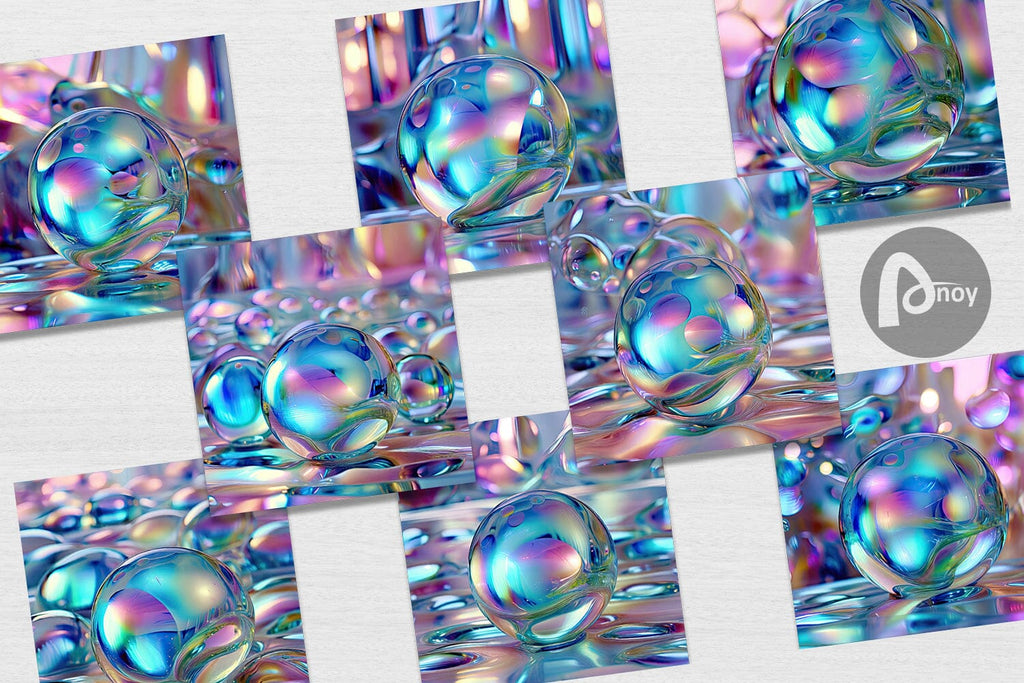 Digital Paper Holographic Bubble - So Fontsy