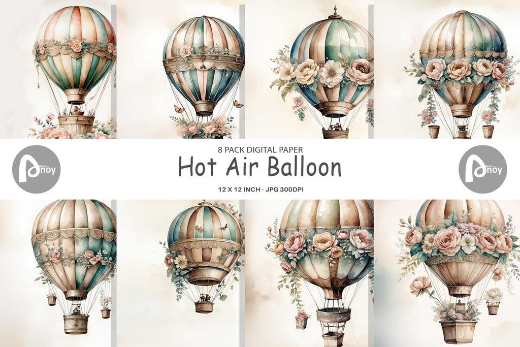 Digital Paper Hot Air Balloon - So Fontsy