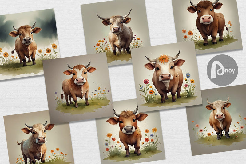 Digital Paper Illustration Cow - So Fontsy